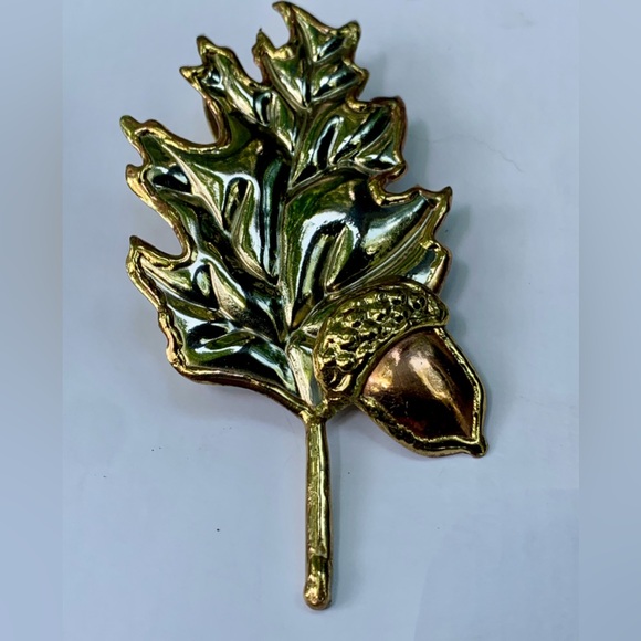 Art | Vtg Sj Mexco Multi Metal Artisan Handmade Pinback Brooch Oak Leaf ...
